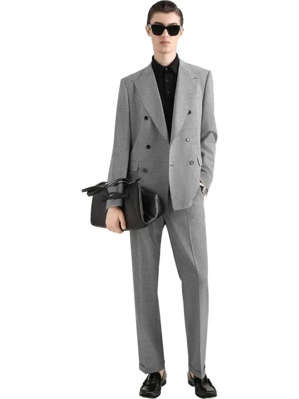 Dolce & Gabbana Double-breasted Houndstooth Wool Jacket - Grey