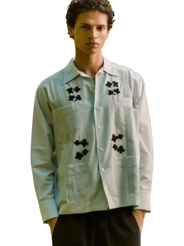 BAZISZT Light Secret Embroidered Shirt - Blue