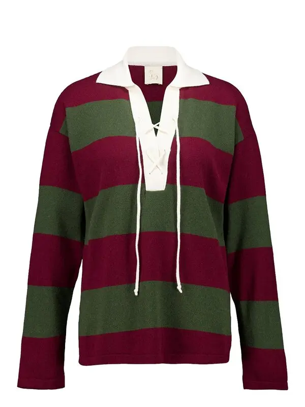 PAULA Knitted Striped Polo Shirt - Multicolour