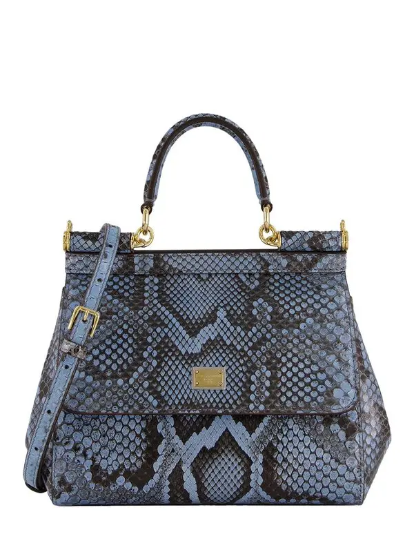 Dolce & Gabbana Sicily Python Handbag - Blue