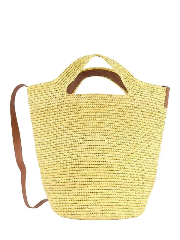 SENSI STUDIO Tall Toquilla Straw Tote Bag - Beige