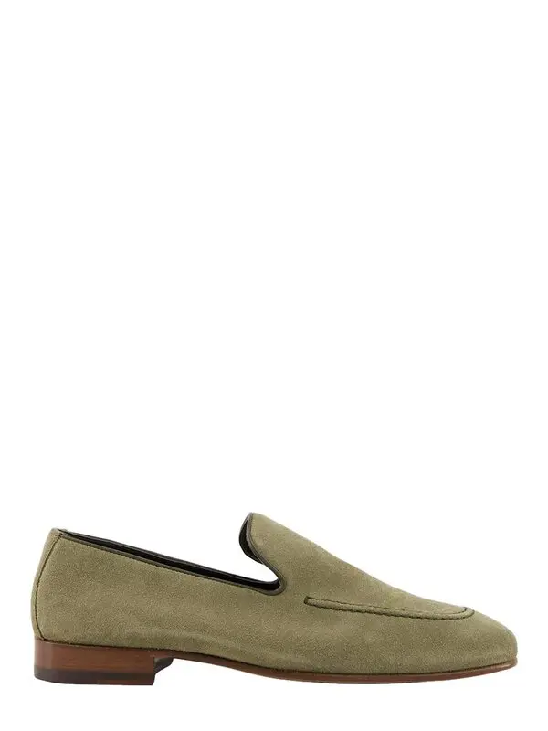 Manolo Blahnik Khaki Truro Suede Loafers - Green