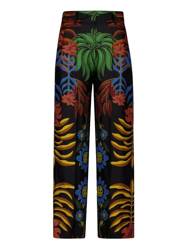 PAULA Sonia Visual Garden Print Silk Twill Pants - Multicolour
