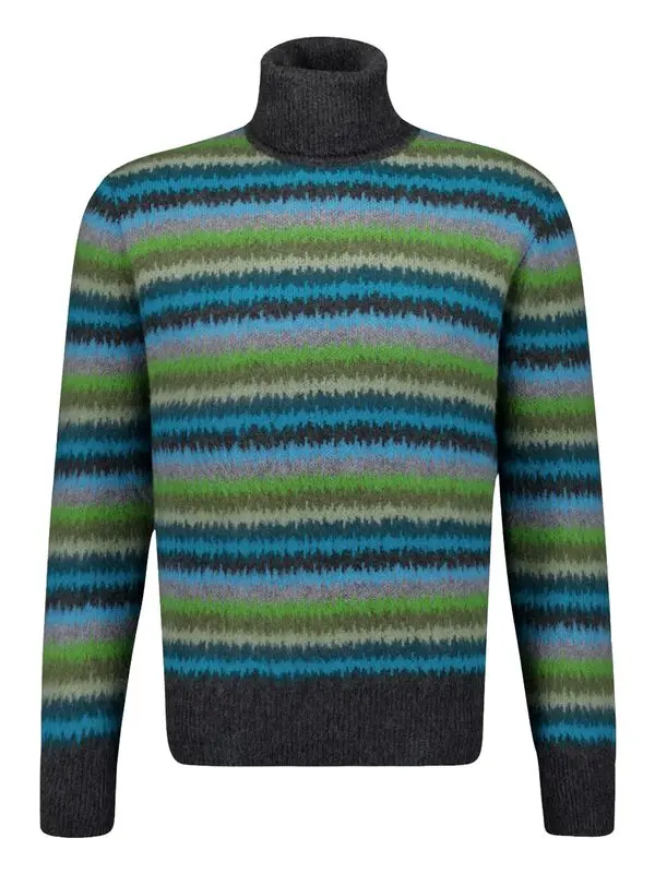 PIACENZA CASHMERE 1733 Striped Cashmere Turtleneck Sweater - Multicolour