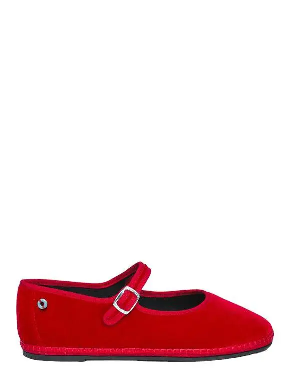 PIEDATERRE Mary Jane In Refosco Velvet - Red