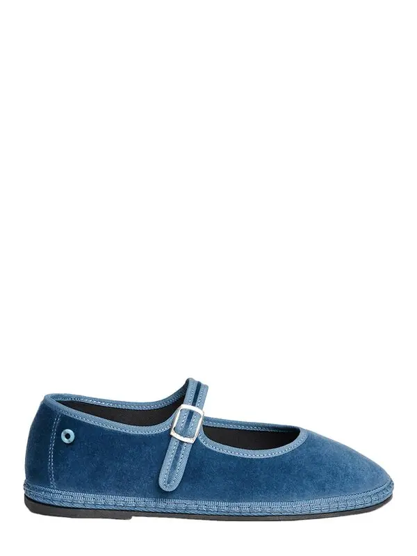 PIEDATERRE Adriatic Velvet Mary Jane - Blue