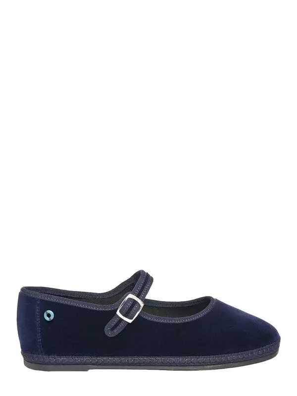 PIEDATERRE Velvet Mary Jane Flats - Blue