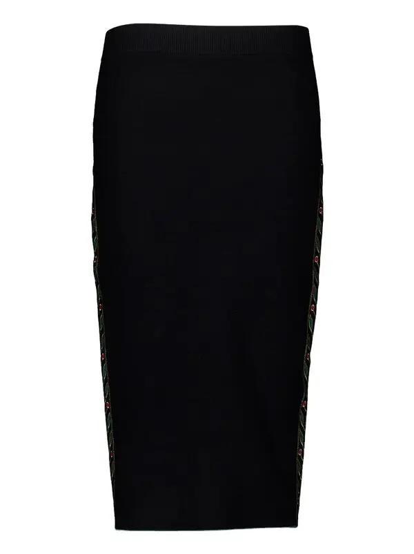 Casablanca Laurel Knit Merino Wool Skirt - Black