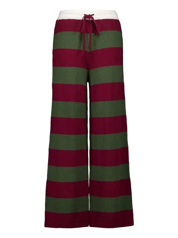 PAULA Mira Striped Knitted Wide-leg Pants - Multicolour