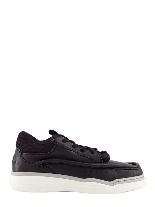 Valentino Garavani Calfskin Leather Mid-top Sneakers - Black