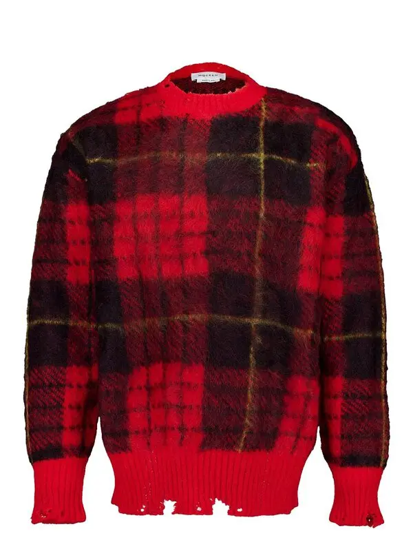 Alexander McQueen Tartan Oversized Mohair Jumper - Red