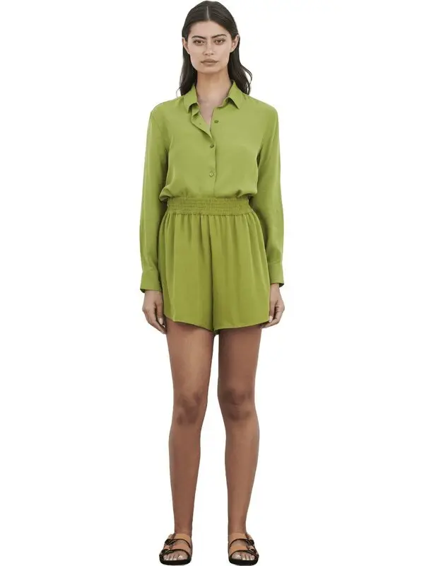 PAULA Bronzita Silk Shorts - Green