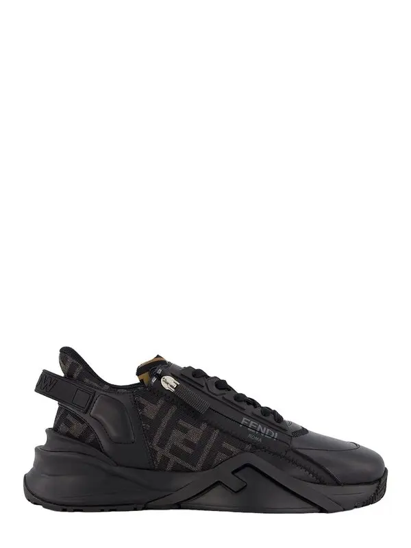 Fendi Flow Leather Low-top Sneakers - Black