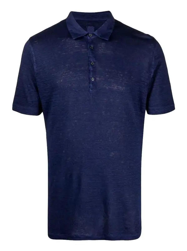120% Lino Linen Polo Shirt - Blue