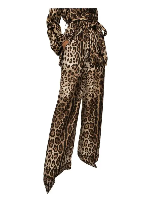 Dolce & Gabbana Leopard Print Wide-leg Silk Trousers - Animal Print