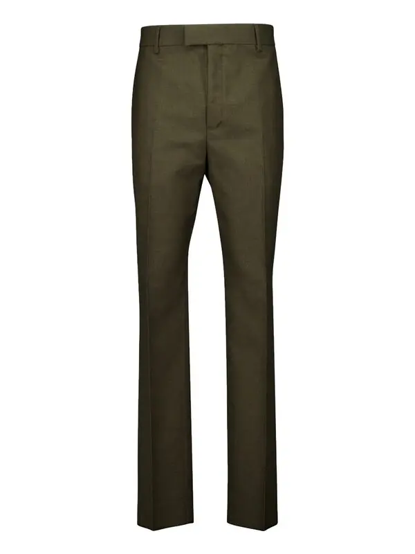FERRAGAMO Virgin Wool Tailored Trousers - Green