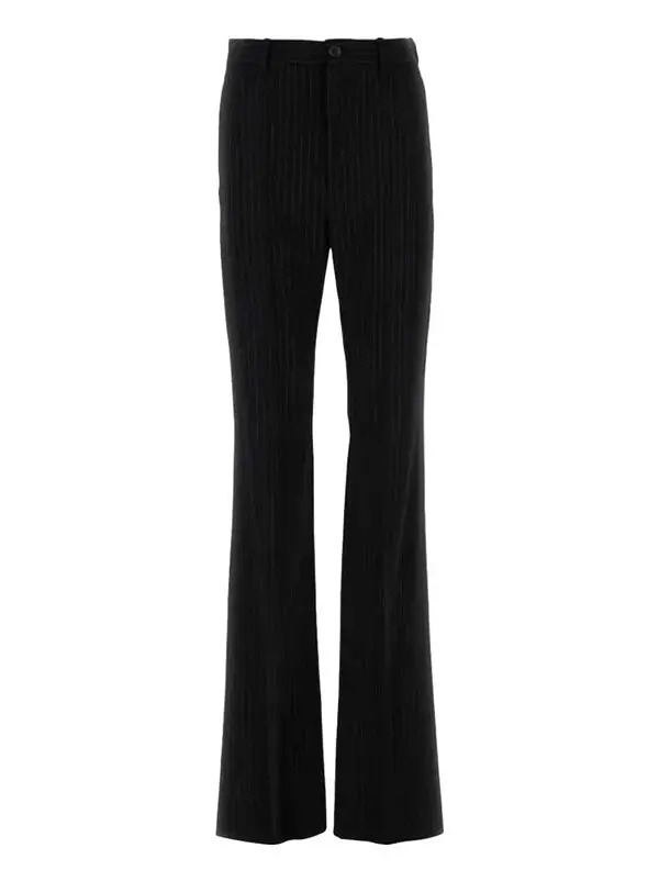 Balenciaga Pinstriped Wool Trousers - Black