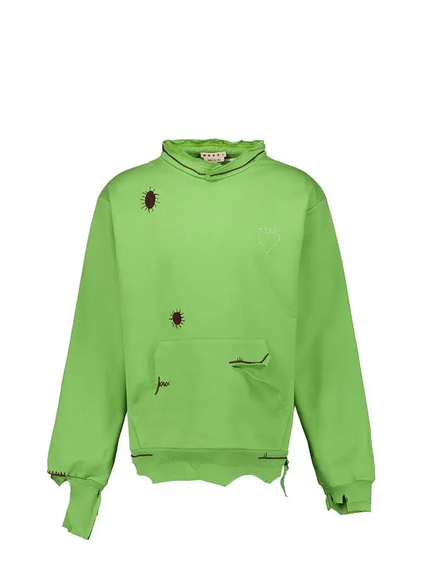 Marni Distressed Cotton Sweatshirt - Green