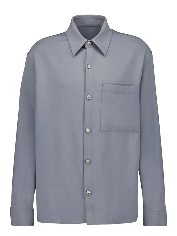 Balmain Shirt With Embossed Silver Buttons - Grey