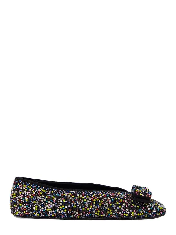 FERRAGAMO Vara Bow Crystal-embellished Ballet Flat - Multicolour