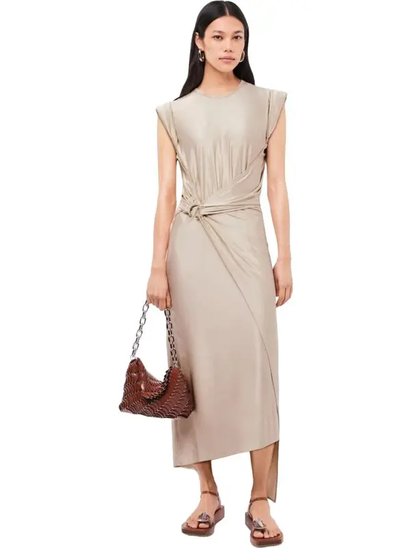 Rabanne Draped Dress With Piercing Detail - Cream