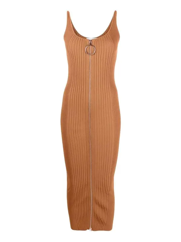 Rabanne Midi Knitted Dress - Brown