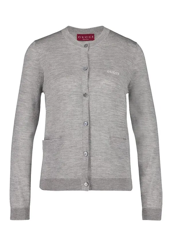 Gucci Mélange Cashmere Silk Cardigan - Grey
