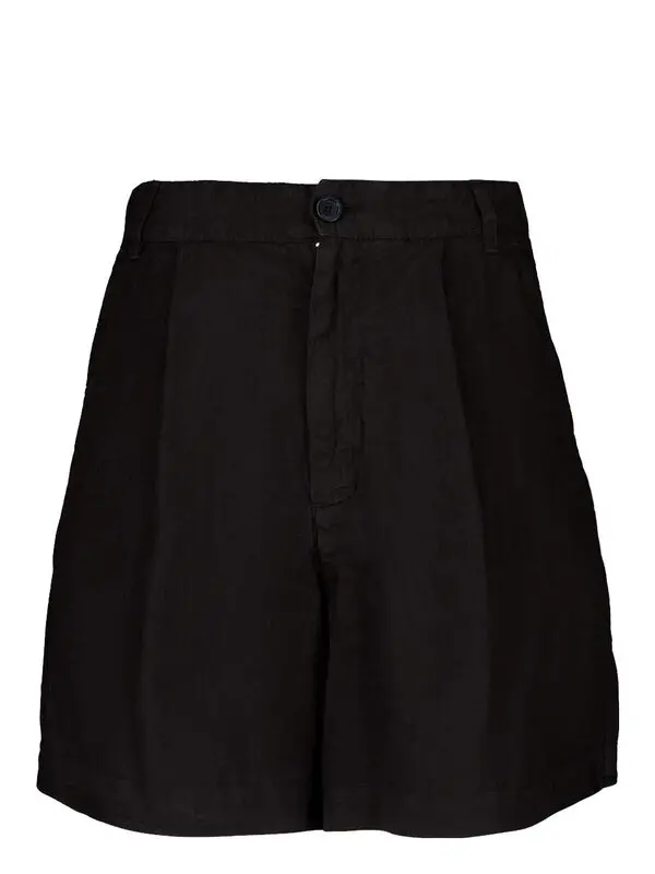 120% Lino Casual Fit Linen Shorts - Black
