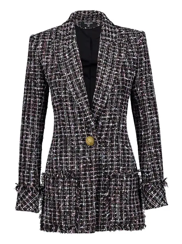 Balmain Single-breasted Tweed Jacket - Multicolour