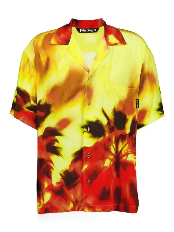 Palm Angels Palm Tree Flames Shirt - Yellow