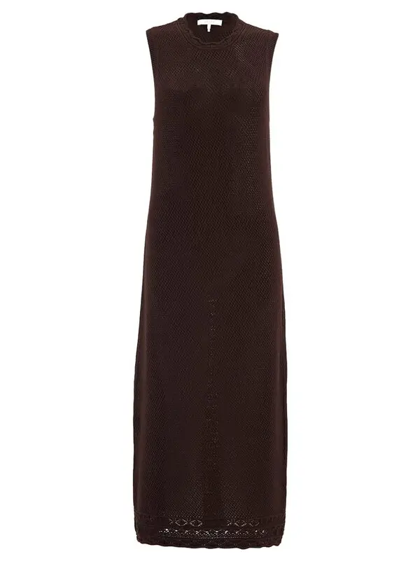 FRAME Sleeveless Knitted Maxi Dress - Brown