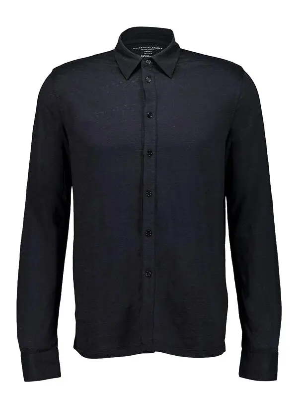 Majestic Filatures Linen Long-sleeved Shirt - Black