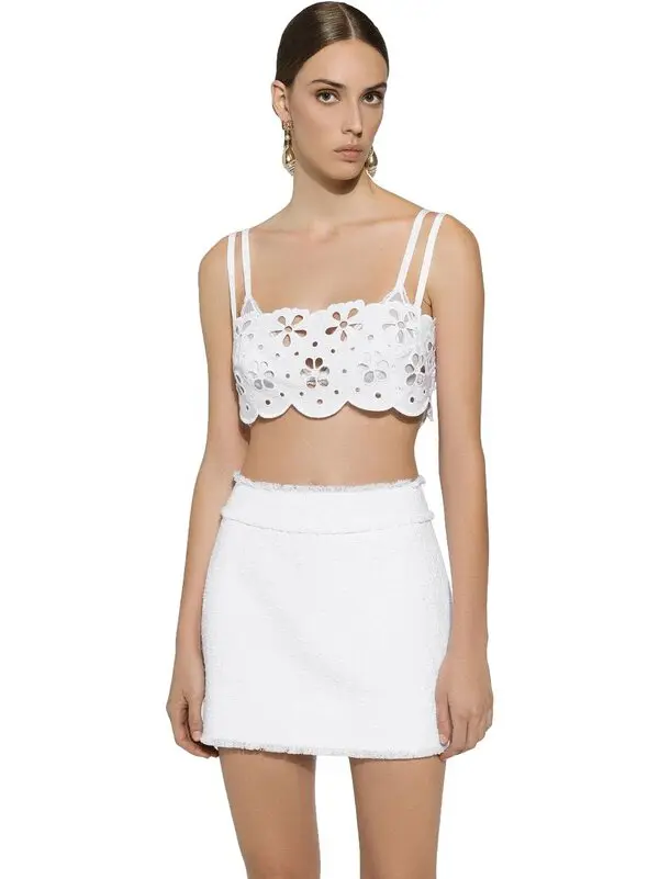 Dolce & Gabbana Cut-out Cotton Bralette Top - White