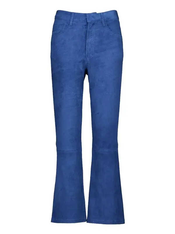 PAULA Zircon Poseidon Flared Suede Pants - Blue