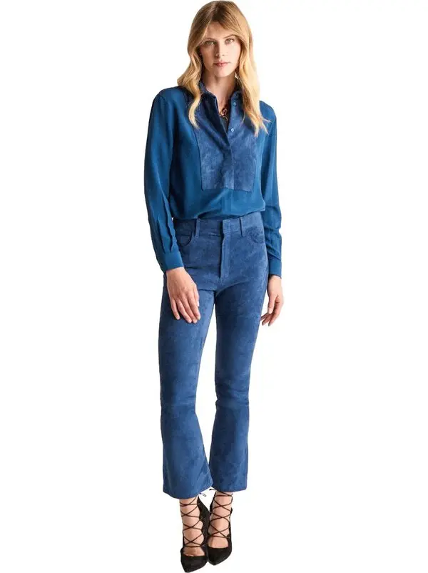 PAULA Cosmos Poseidon Shirt With Suede Bib - Blue