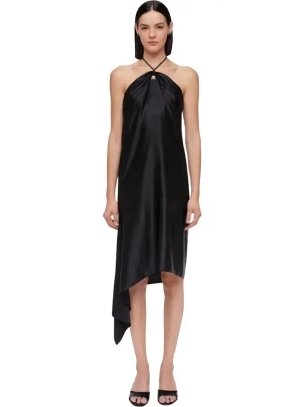 FERRAGAMO Asymmetric Silk Dress - Black