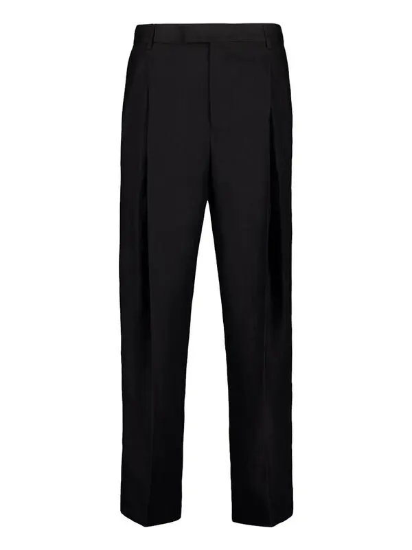 Dolce & Gabbana Classic Linen Straight-fit Trousers - Black