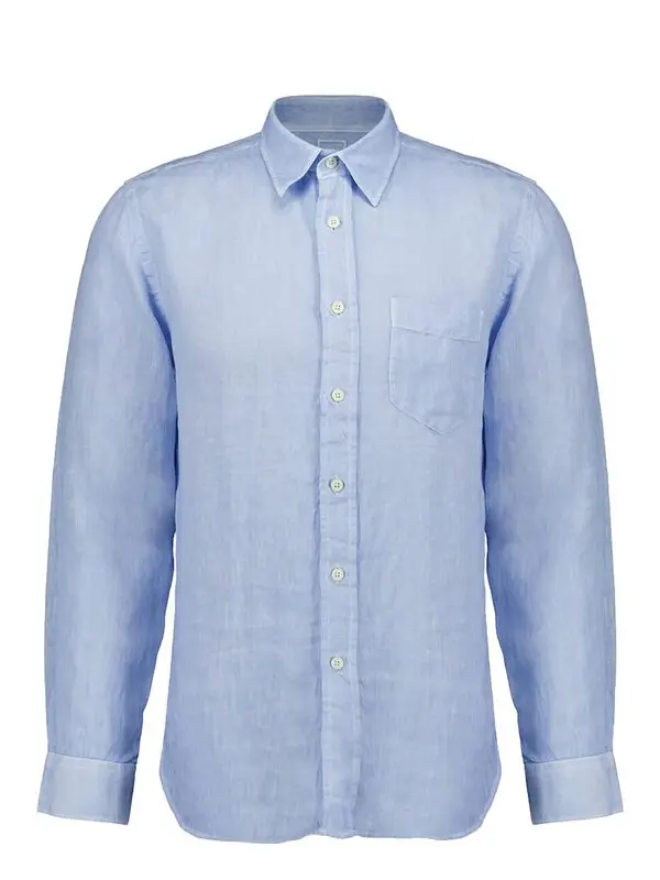 120% Lino Regular Fit Mermaid Linen Shirt - Blue