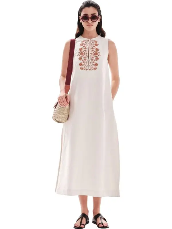 Zeus+dione Peony Loose Silk Midi Dress - White