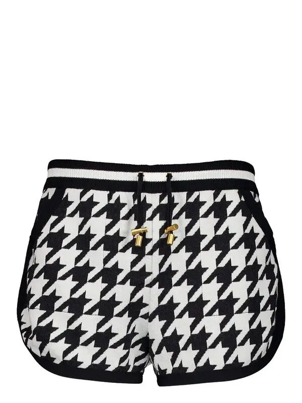 Balmain Houndstooth Jacquard Knit Shorts - White