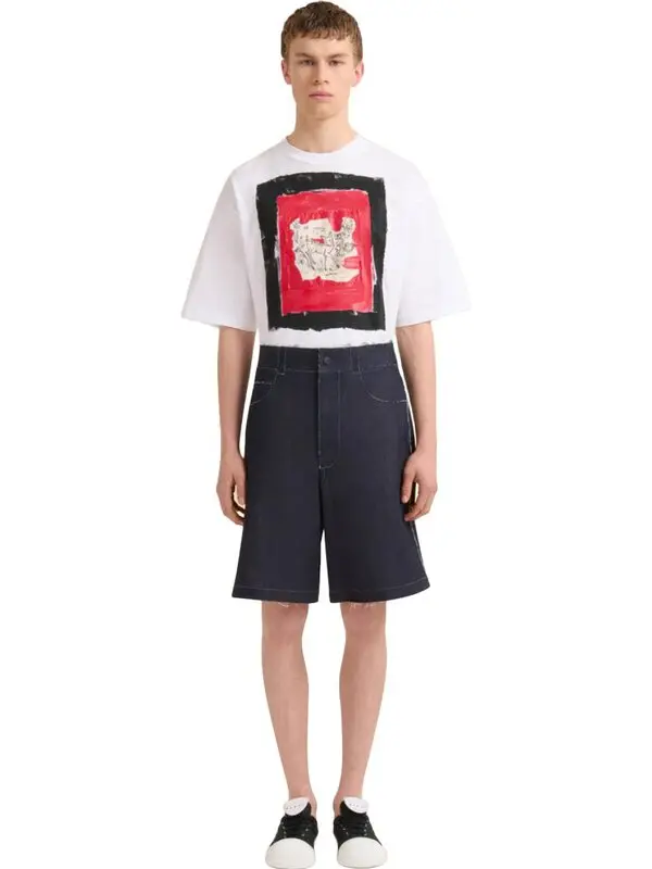 Marni Stretch Denim Trompe L'oeil Bermuda Shorts - Blue