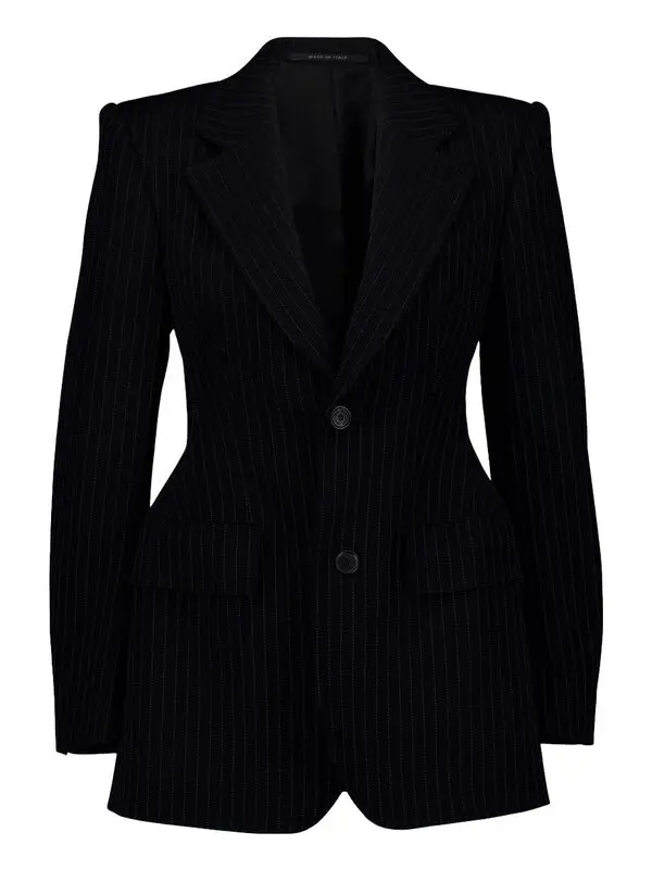 Balenciaga Single-breasted Pinstripe Blazer - Black