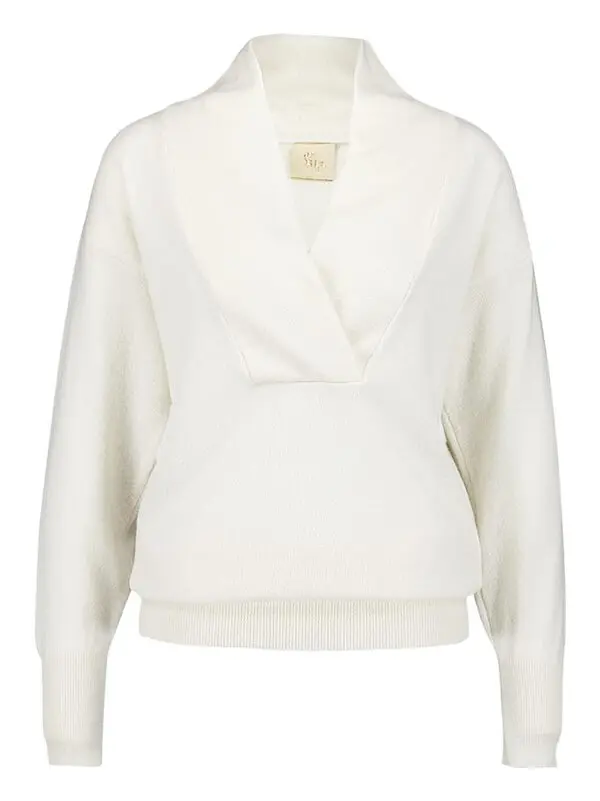 PAULA Talassa Crossed V-neck Knitted Sweater - White
