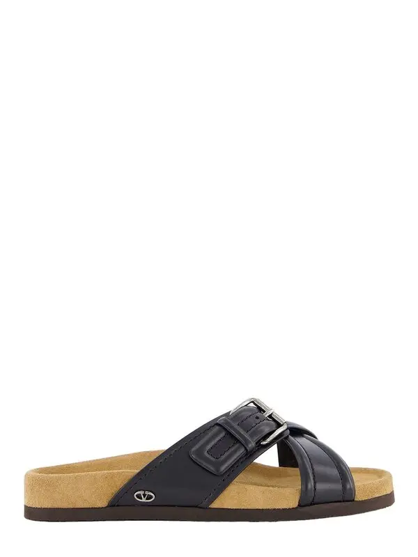 Valentino Garavani Fussfriend Leather Slides - Black