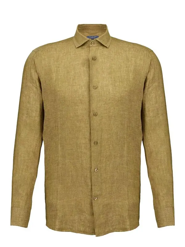 Frescobol Carioca Antonio Khaki Linen Shirt - Brown