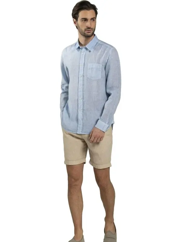 120% Lino Mermaid Linen Shirt - Blue