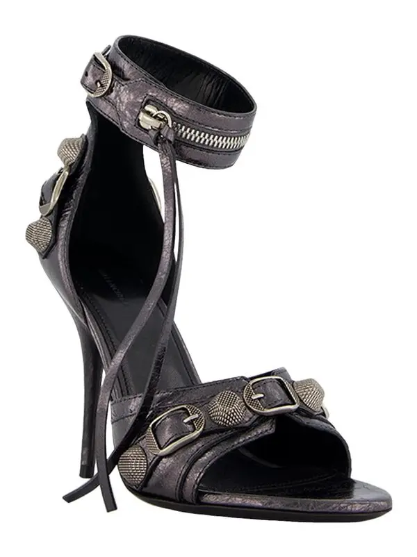 Balenciaga Cagole 110mm Studded Sandals - Grey