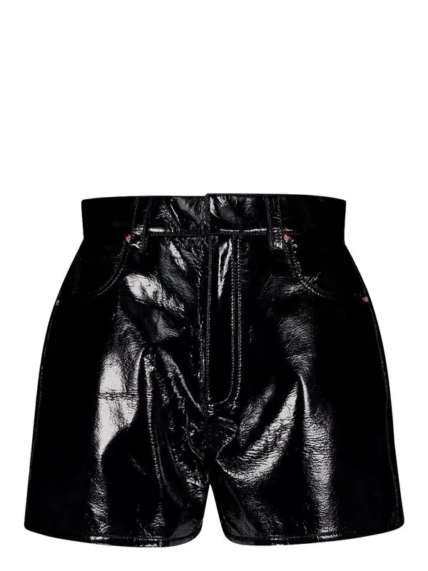Casablanca Patent Pu Logo Shorts - Black