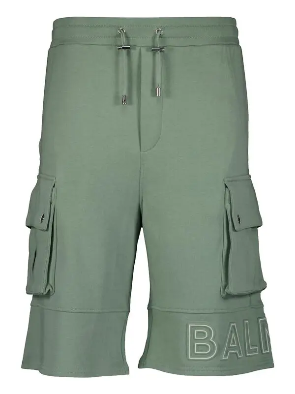Balmain Embossed Cargo Shorts - Green