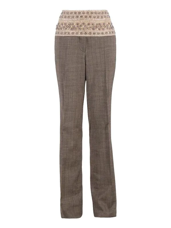 Stella McCartney Crystal-embellished Wool Trousers - Green
